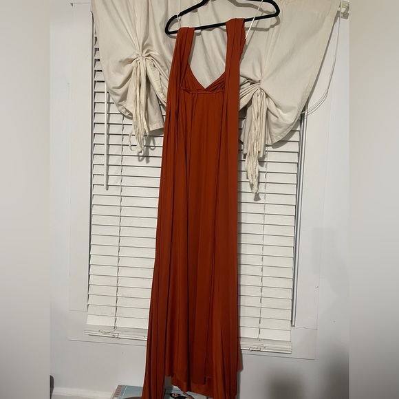 Dresses | Rust Colored Long Bridesmaid Wrap Dress | Poshmark